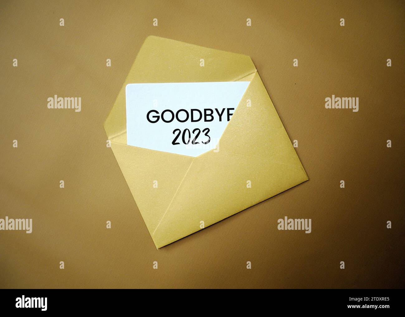 Thank you 2023 card in a white envelope with color background. bye-bye ...