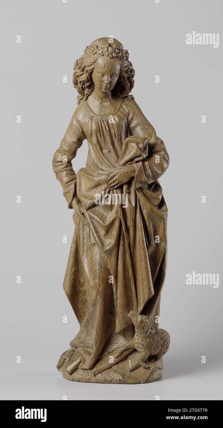 Saint Agnes, Adriaen van Wesel, c. 1470 - c. 1480 Agnes stands on a ...