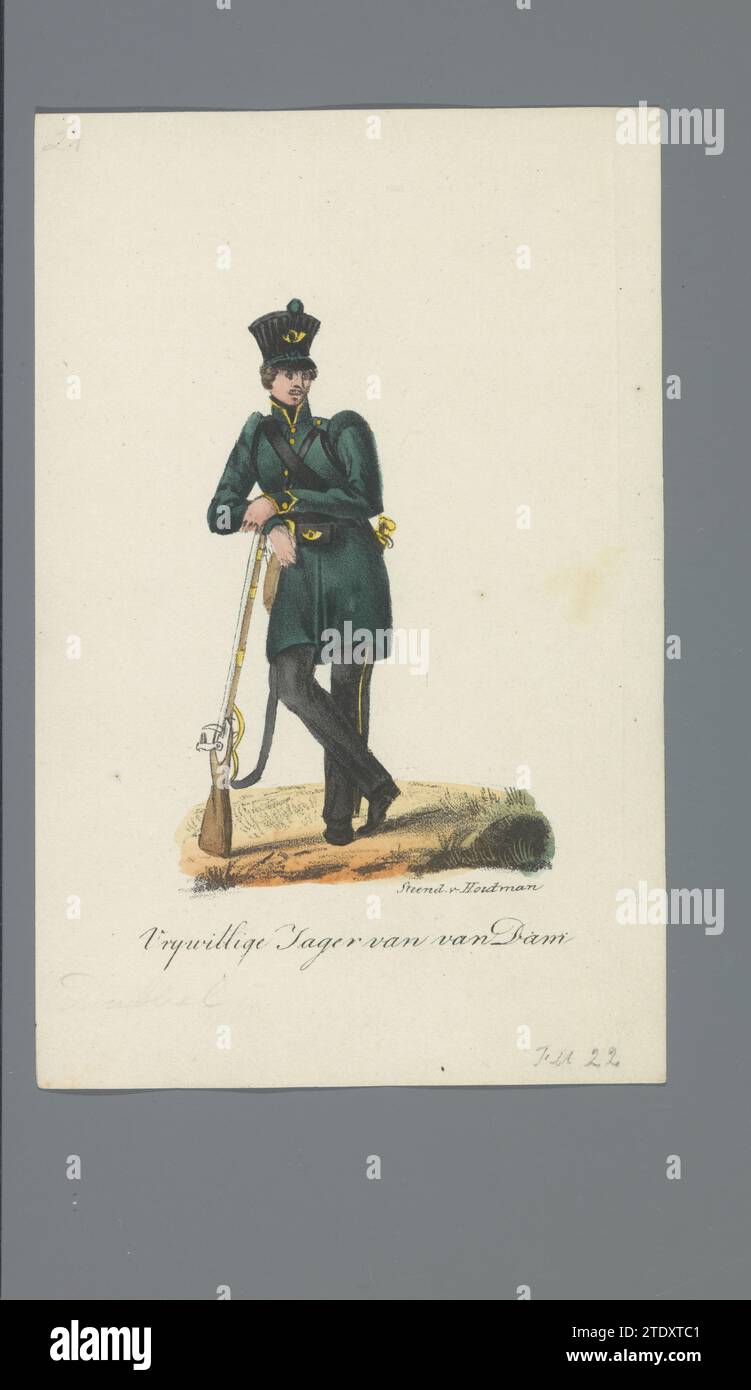 Voluntary Jager van van Dam, 1835 - 1850 Standing hunter of the company ...