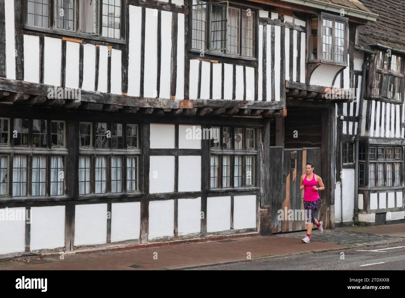 England, West Sussex, East Grinstead, Street Scene with Tudor Era ...