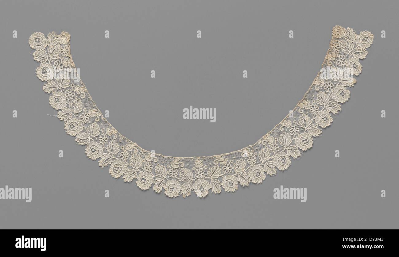 Collar of needle side with roseschulpen edge, anonymous, c. 1850 - c ...