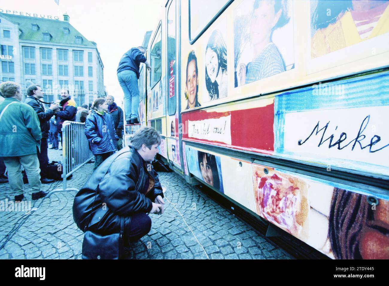 Unveiling of missing children tram, Dam Square, Amsterdam, Amsterdam ...