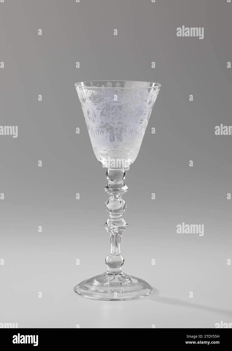 Wine glass, anonymous, 1746 Vaulted foot. The baluster -shaped trunk ...