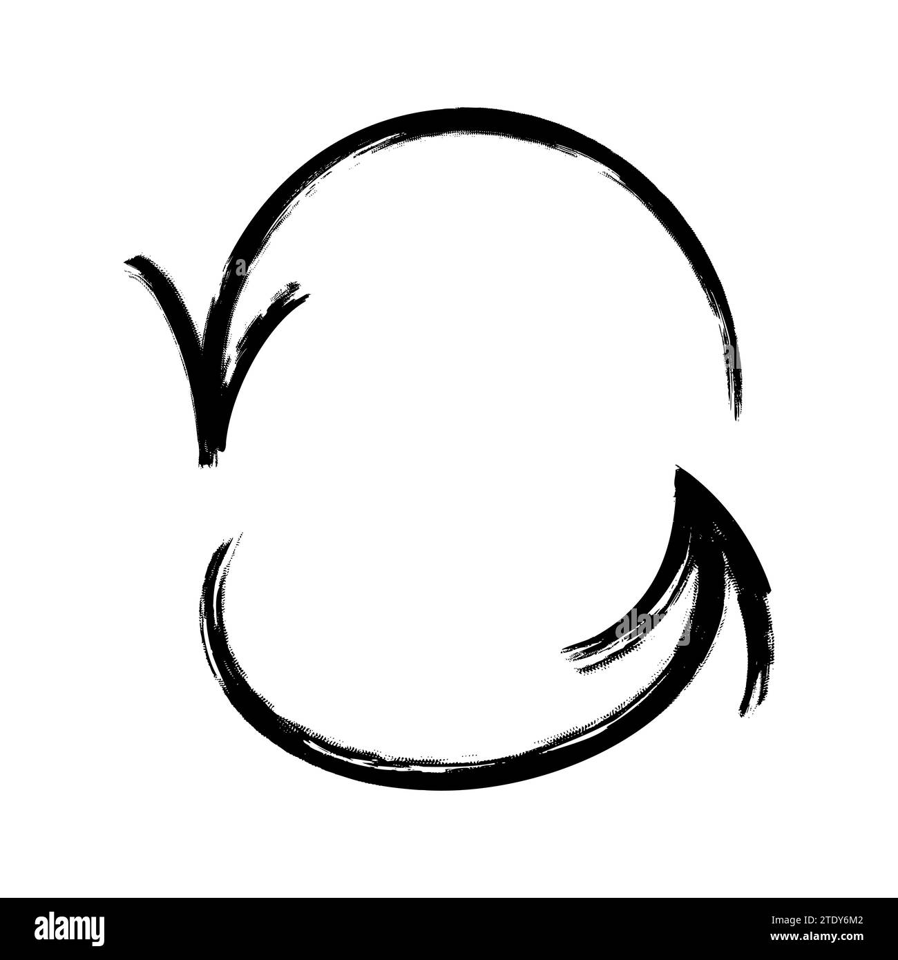 Reuse sign with arrows. Brush painted recycle icon with marker texture ...