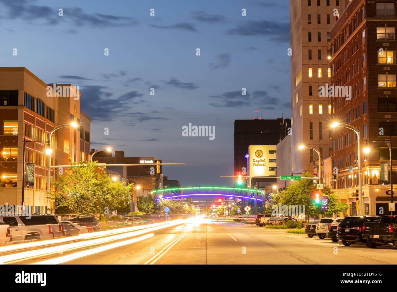 Topeka, Kansas, USA - June 17, 2023: Evening traffic streams down ...