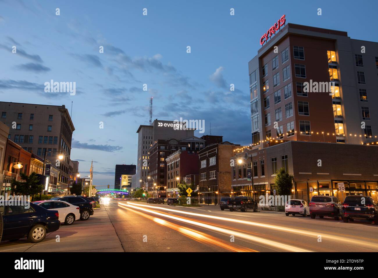 Topeka, Kansas, USA - June 17, 2023: Evening traffic streams down ...