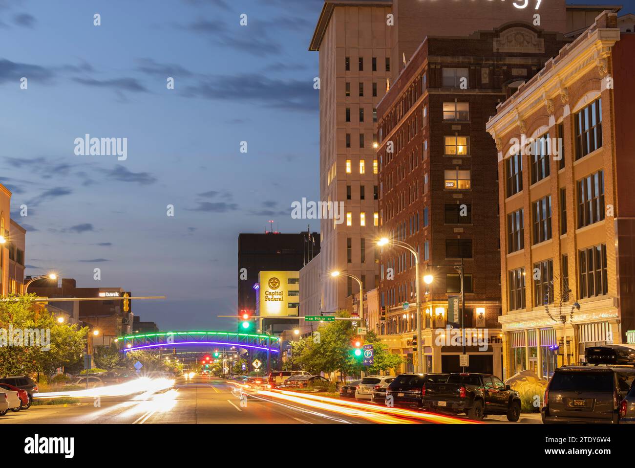 Topeka, Kansas, USA - June 17, 2023: Evening traffic streams down ...