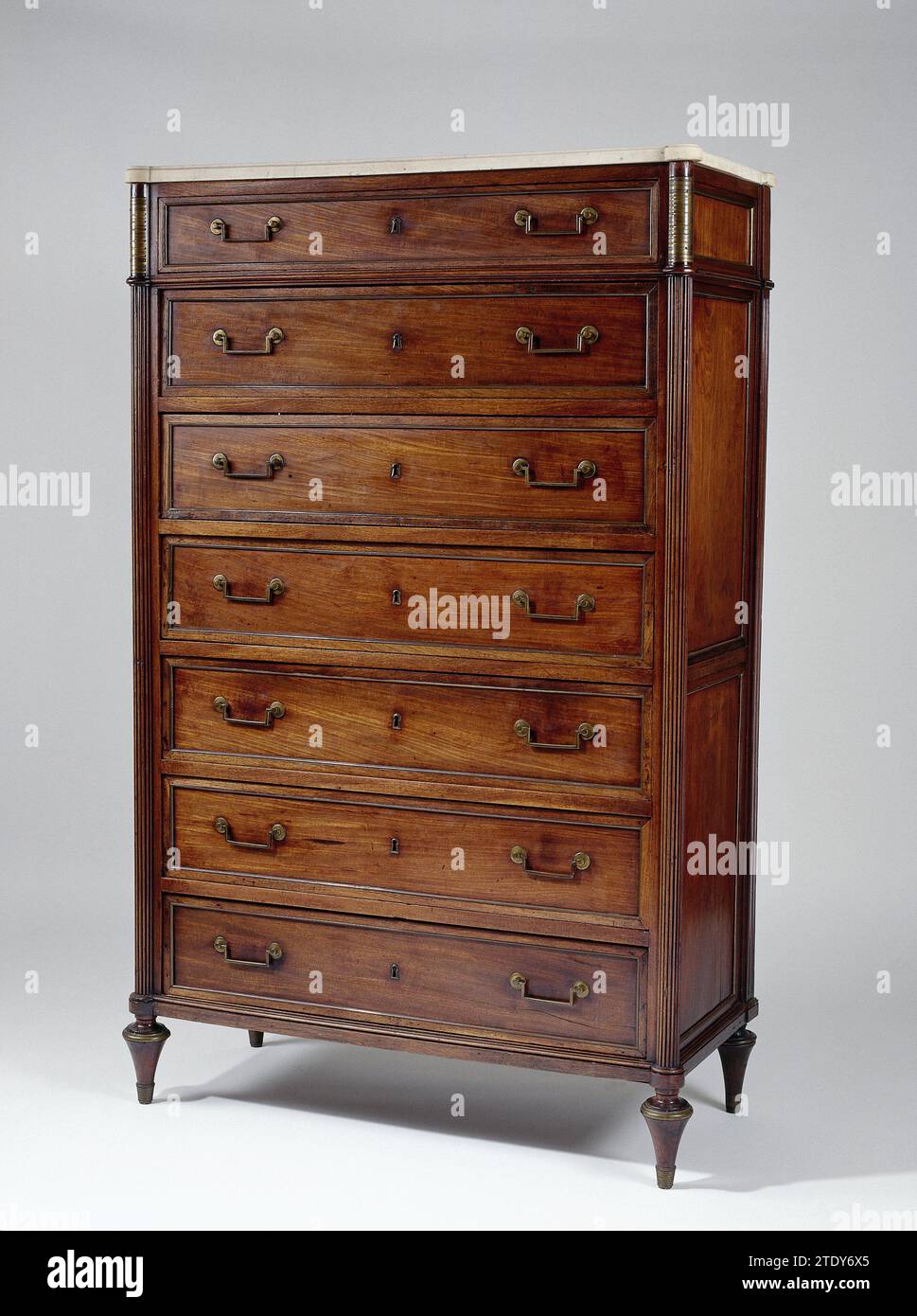 Chiffonnière (chest of drawers) with seven drawers and leaf of white ...