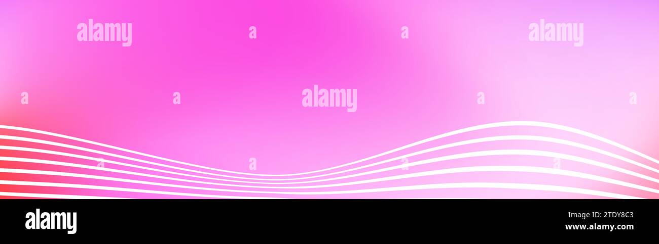 Abstract white wave lines on pink gradient background. Wide banner with ... Abstract white wave lines on pink gradient background. Wide banner with ...