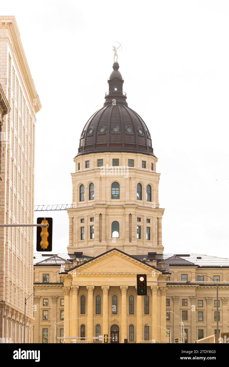Afternoon view of the historic state capitol building of downtown Topeka, Kansas, USA Stock ...