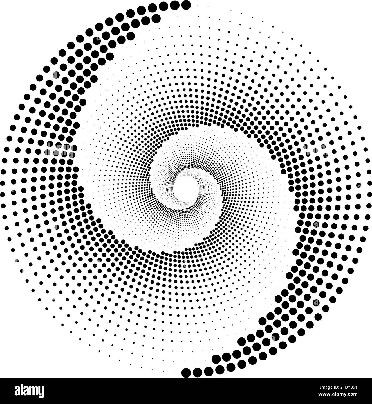 Dotted spiral lines element. Radial spinning halftone form. Circle ...