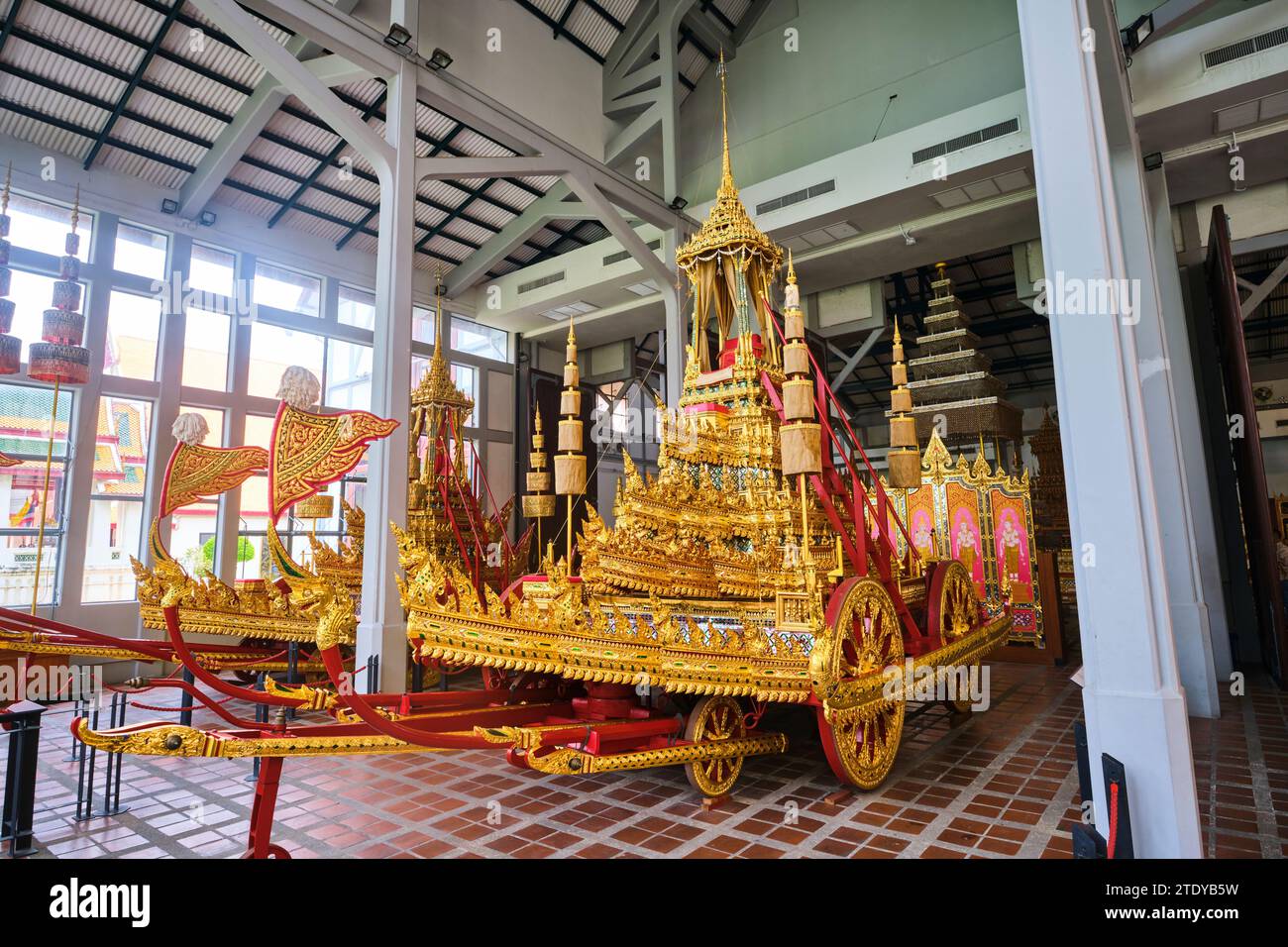 A view of one of the many richly carved, gold covered chariots in the ...