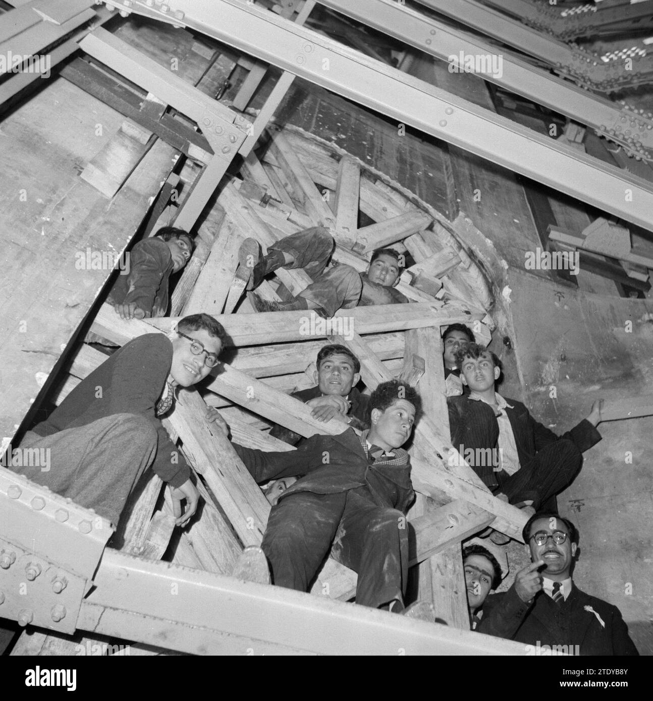 Easter celebration. Believers on the scaffolding at the entrance to the ...
