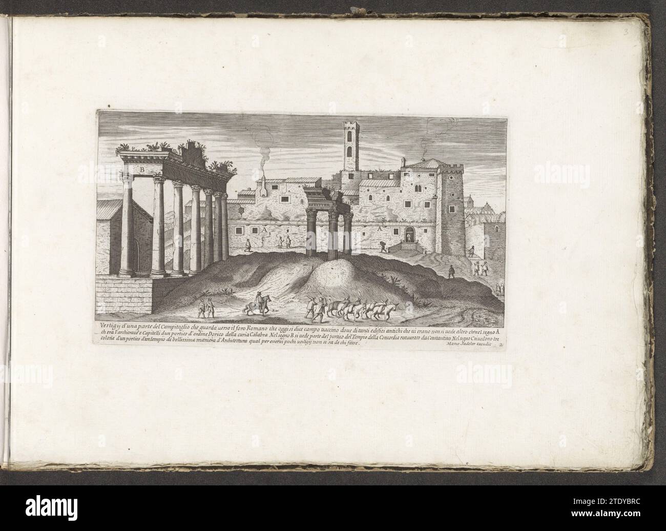 Temple of Saturn and the Temple of Vespasian, 1680 View of the Romanum ...
