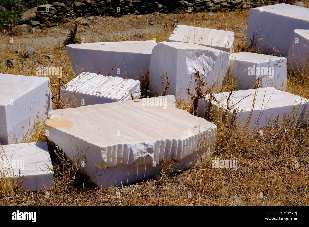 Marble carved stones at Museum of Marble Crafts on Tinos island Stock ...