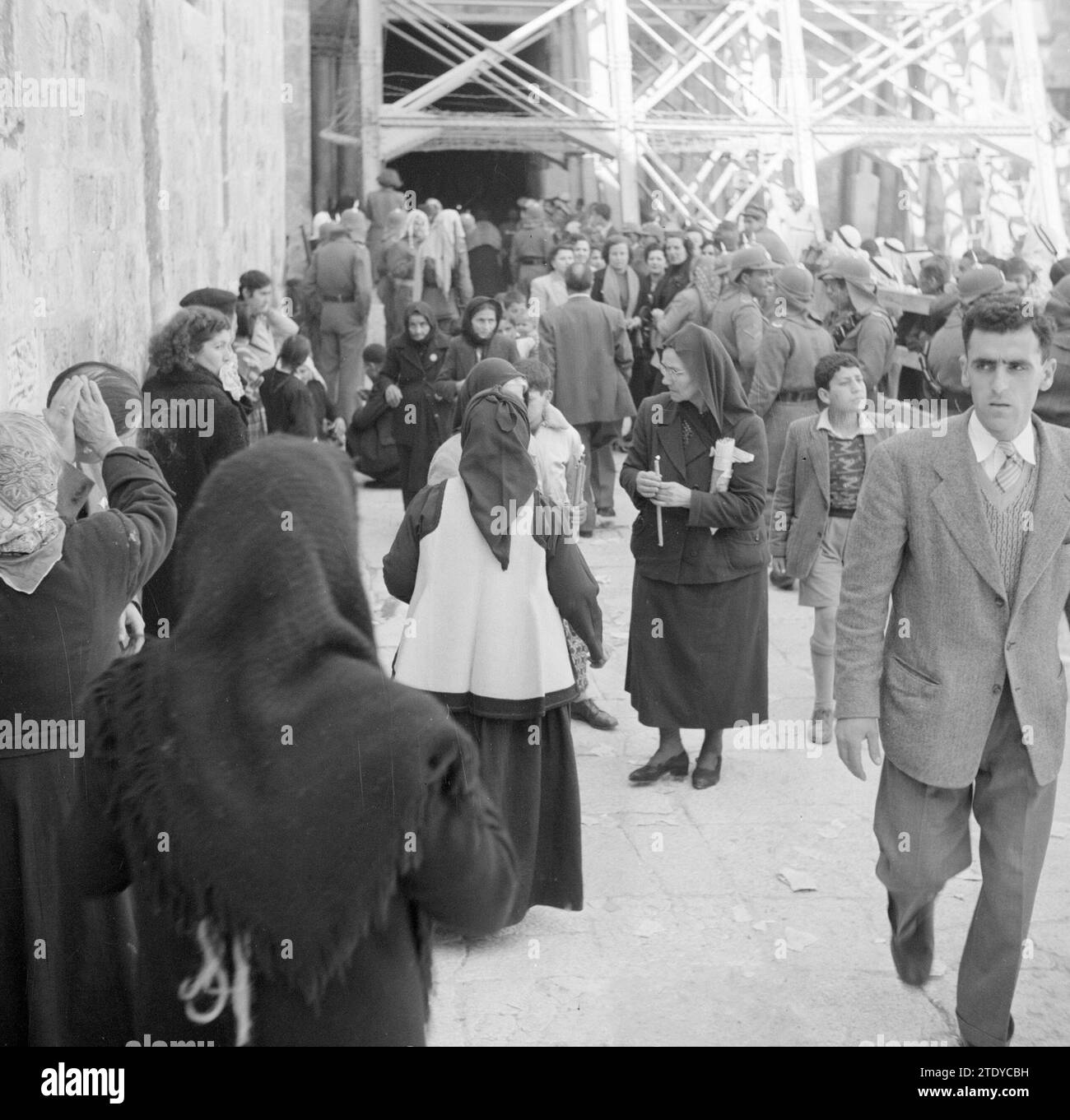 Easter celebration. Believers at the entrance of the Church of the Holy ...