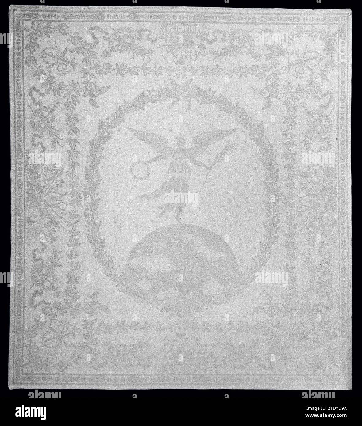 Napkin with an emblemic representation of the Battle of Leipzig ...