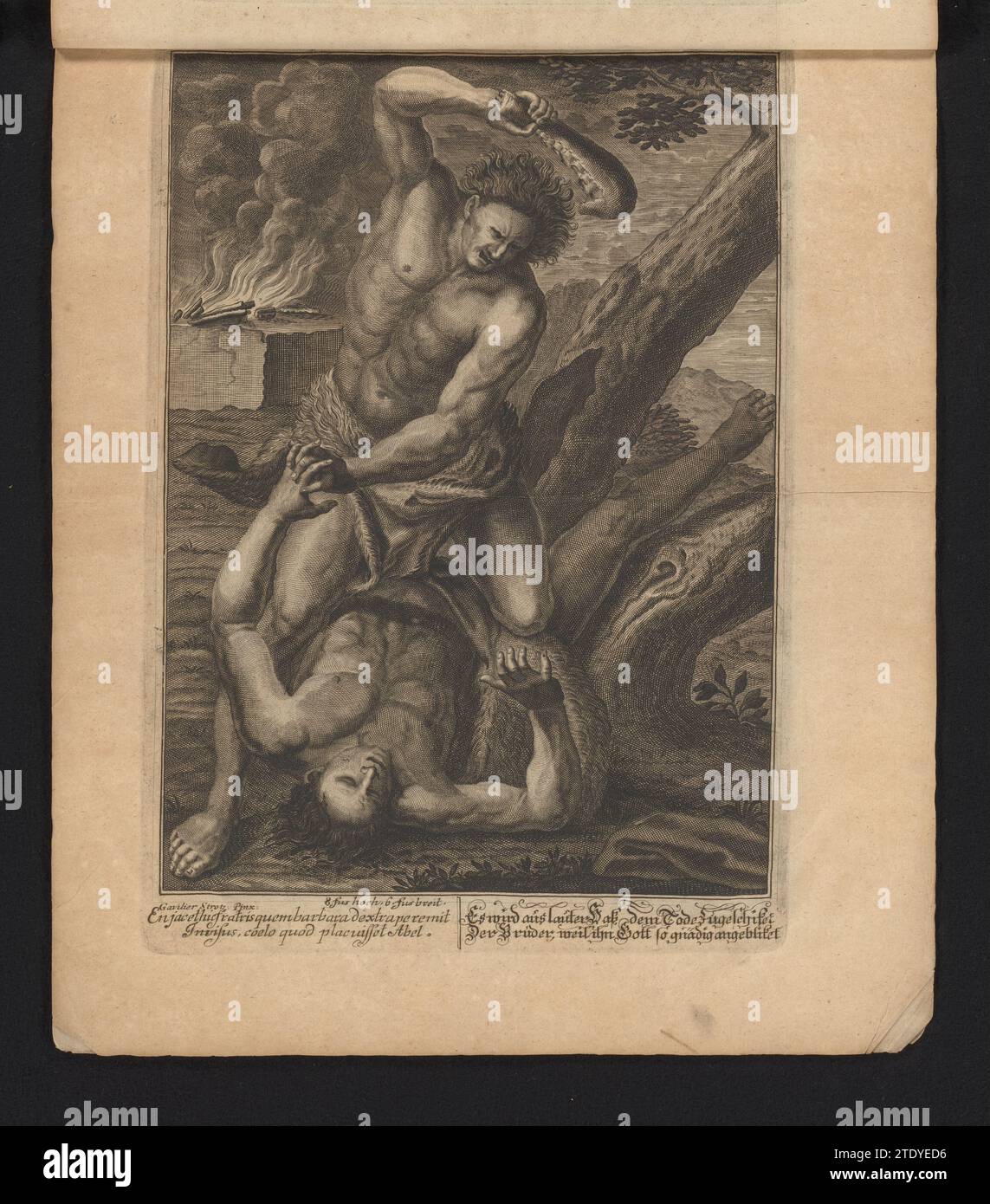 Cain kills Abel, Jakob Wilhelm Heckenauer, After Bernardo Strozzi, 1710 ...