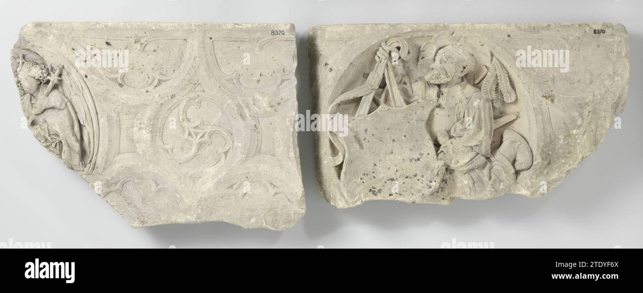 The Annunciation and a Shield-Bearer, Two Fragments of a Frieze from a ...