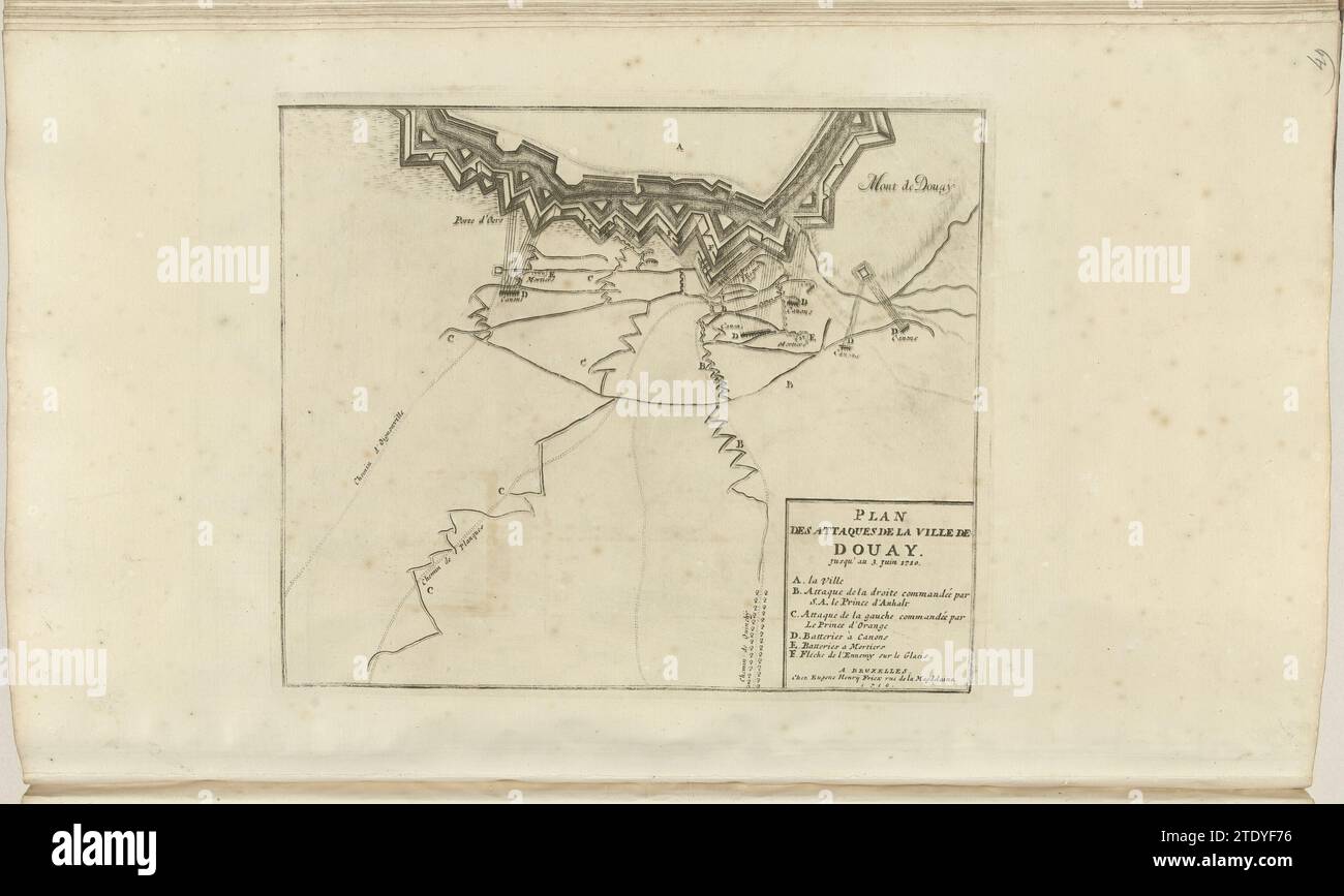 Map with the Allied attacks on Douai, 1710, 1710 Map with the Allied ...