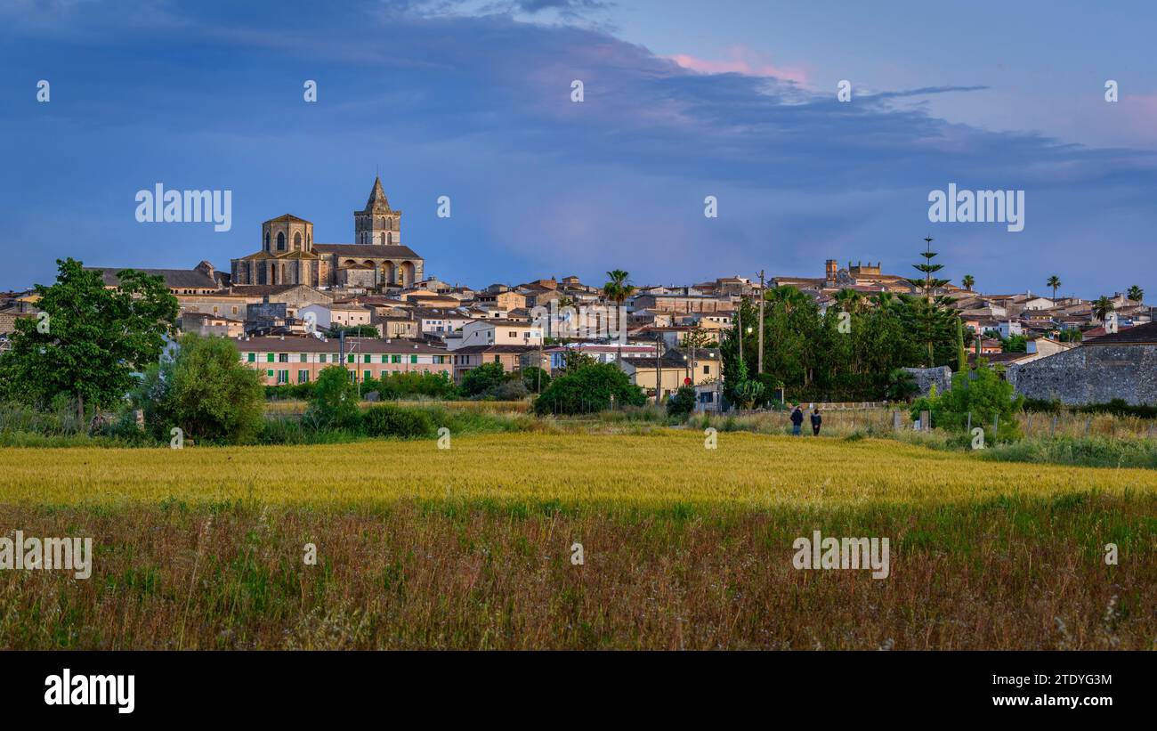 Church of Santa María de Sineu in a spring twilight and dusk (Majorca ...