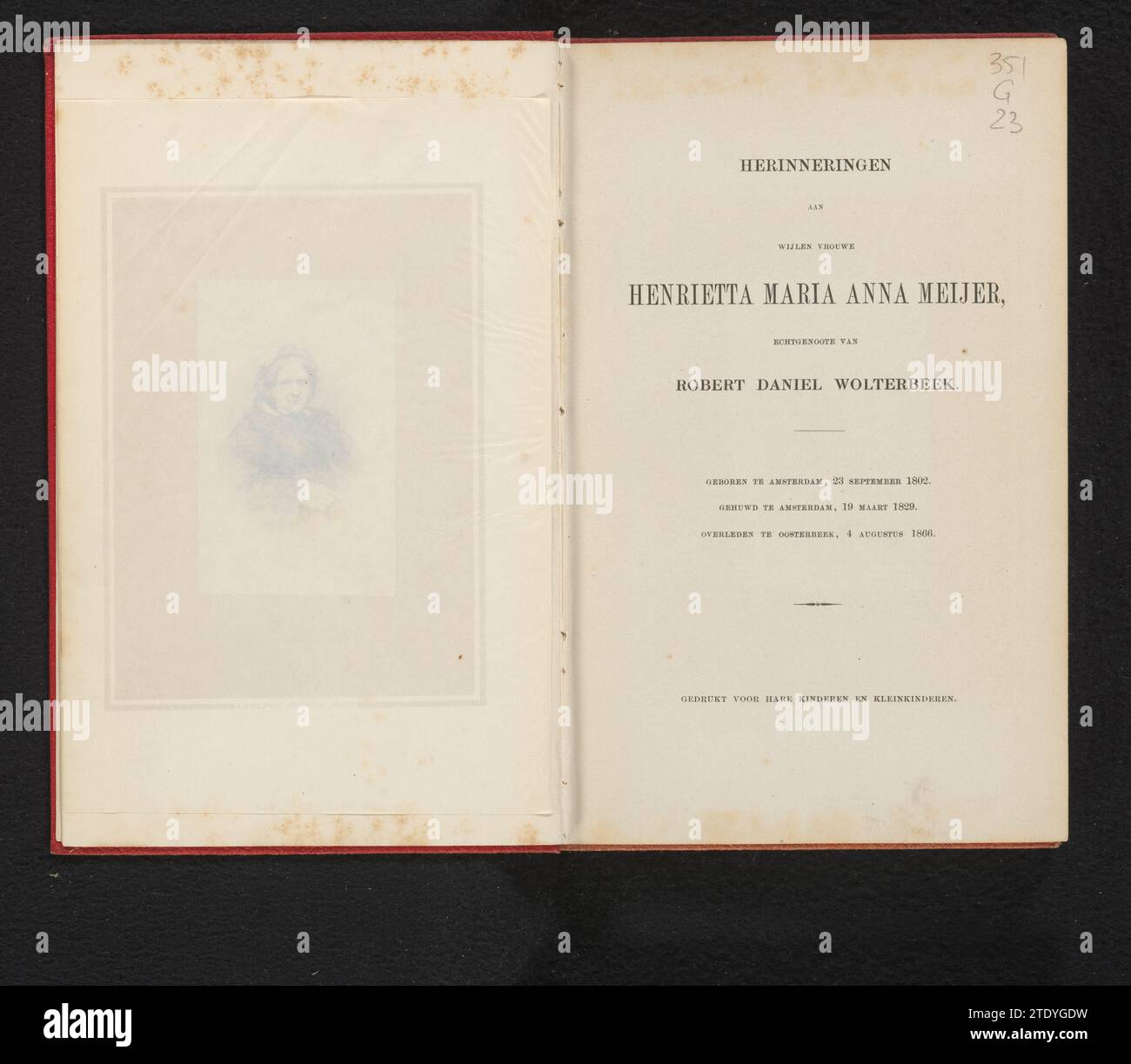 Memories of the late Lady Henrietta Maria Anna Meijer, Henrietta Maria Anna Meijer, c. 1867 ...