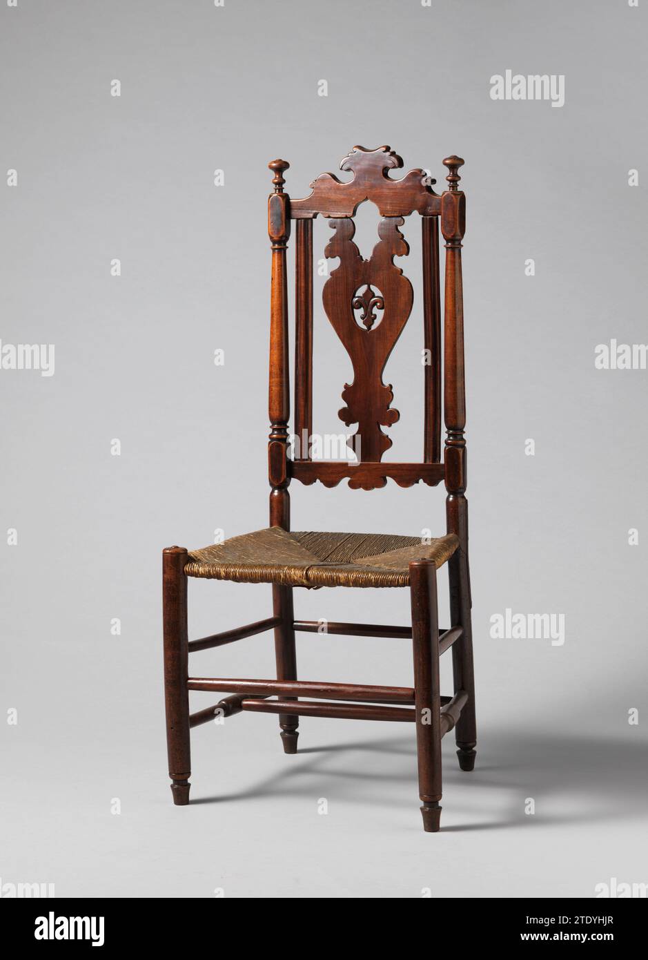 Chair, Anonymous, 1700 - 1750 Chair of cherry wood with mats seat. The ...