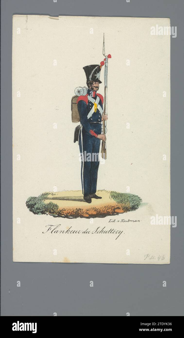 Flannur der Schutterij, 1835 - 1850 Standing flanker of the militia ...
