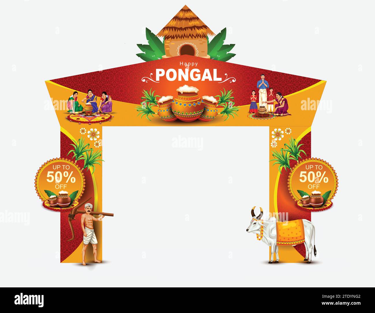 happy Pongal entrance arch design. abstract vector illustration Stock ...