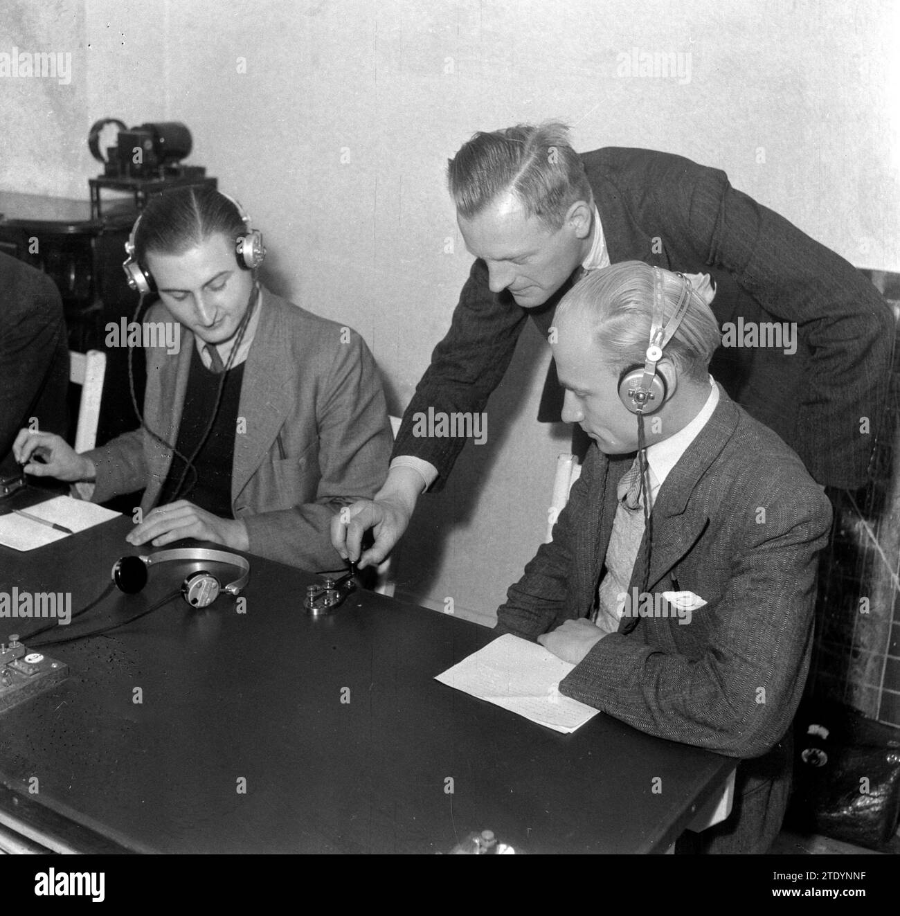 Men Training On Telegraph Keys For World War Ii Telegraph Operator Work