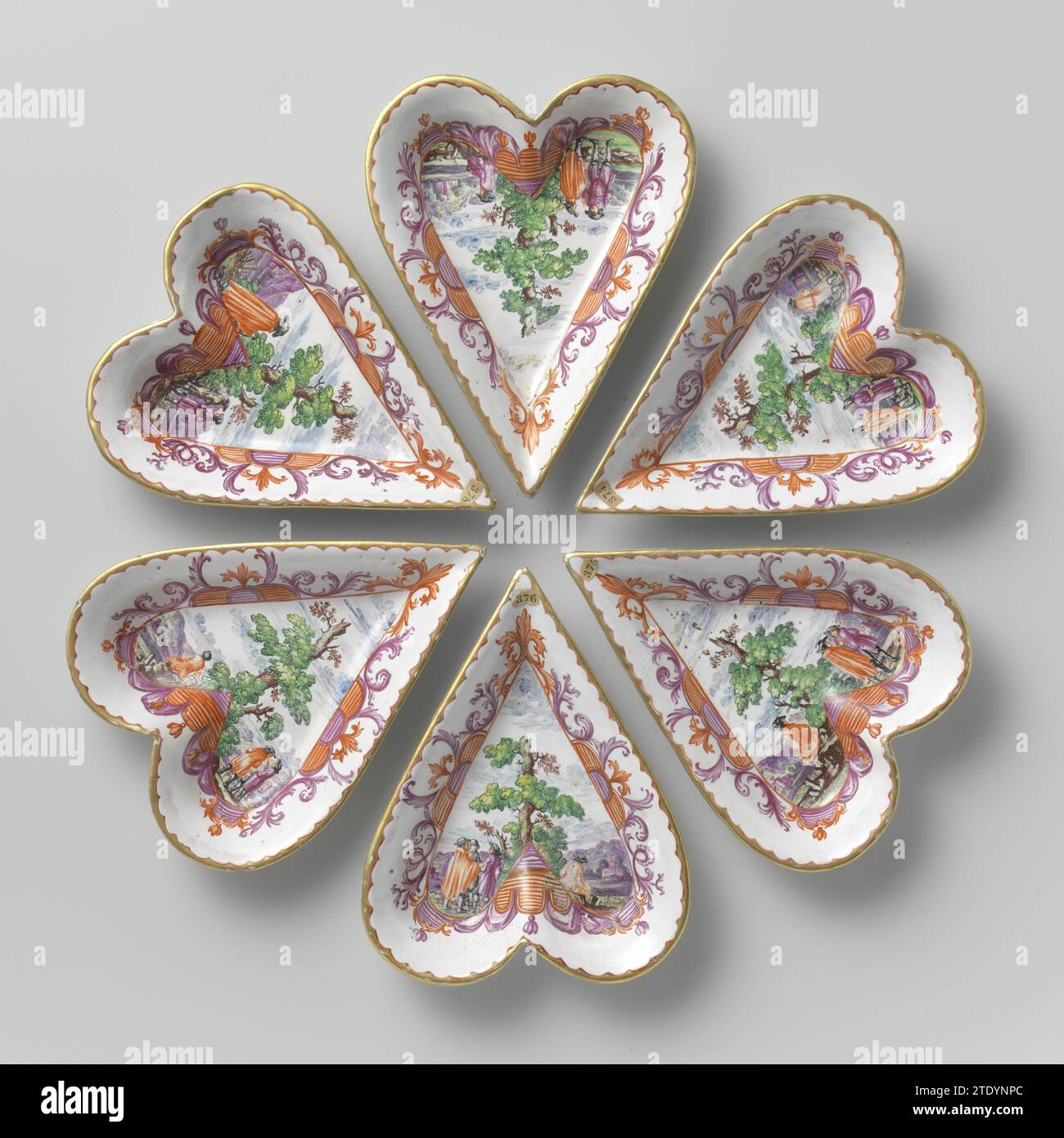 Set of six small heart-shaped dishes, c. 1735 - c. 1755 Heart -shaped ...