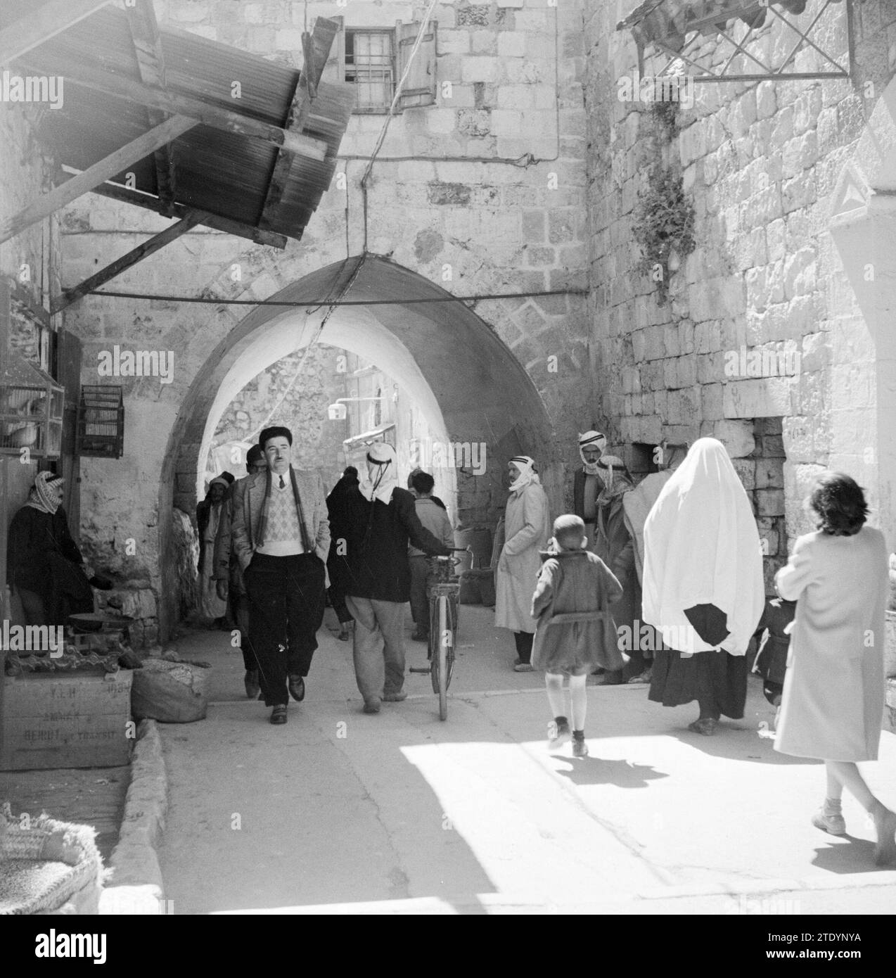 The Sheep Gate in the city wall of Jerusalem ca. 1950-1955 Stock Photo ...