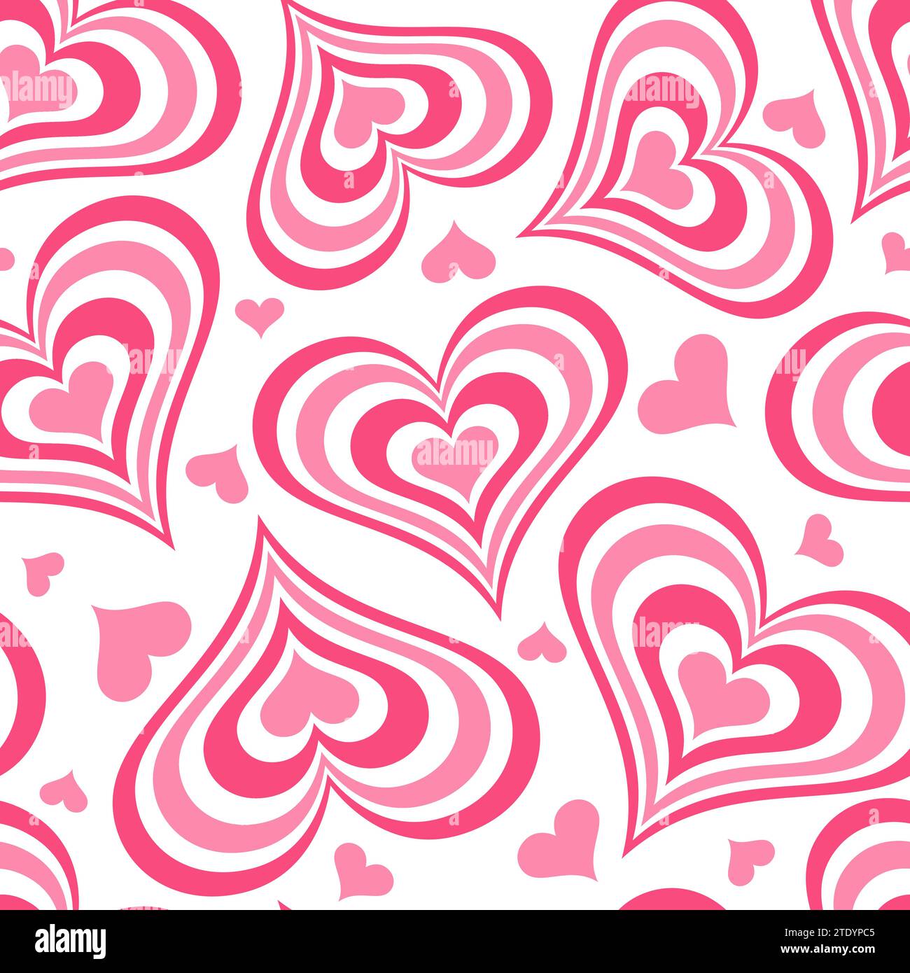 Y2k seamless pattern with hearts. Retro abstract groovy background ...