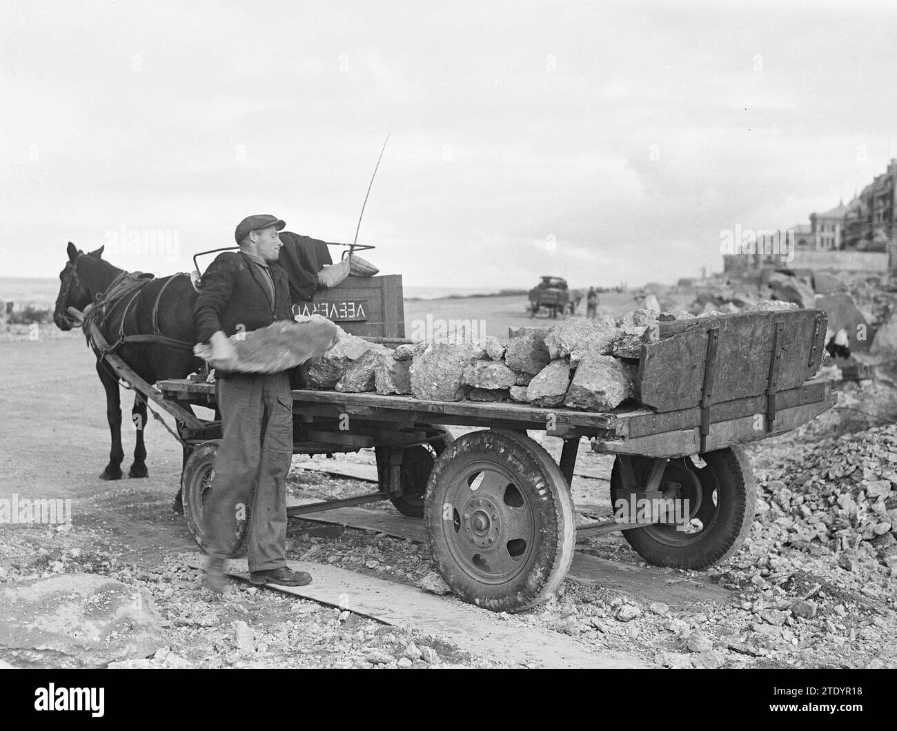 Scheveningen, the demolition of the bunkers and barriers ca. 1945 Stock ...