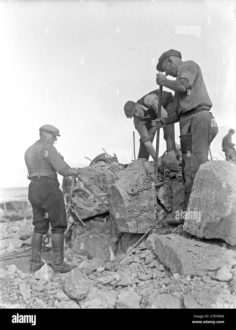 Scheveningen, the demolition of the bunkers and barriers ca. 1945 Stock ...