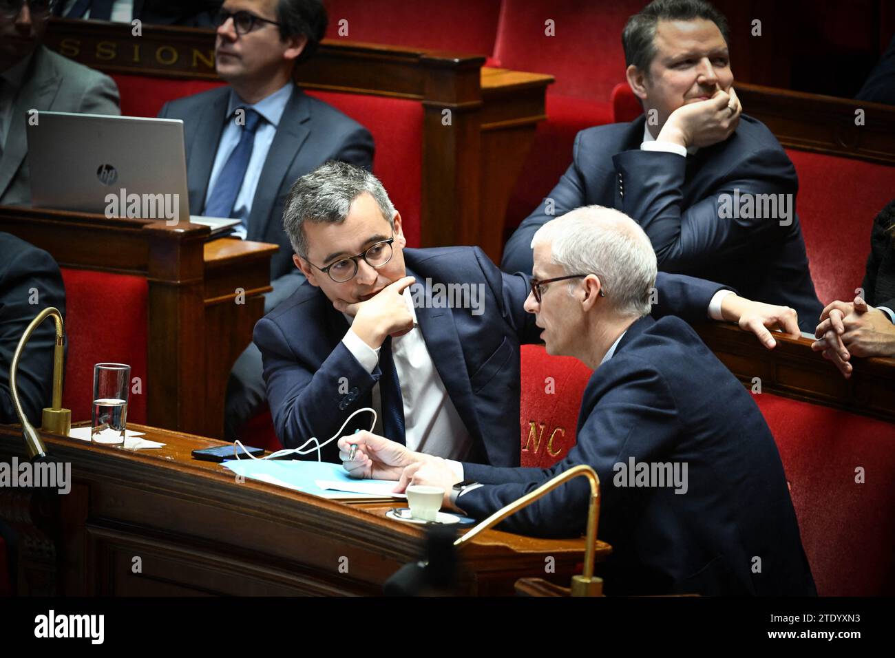 French Interior Minister Gerald Darmanin speaks with French Junior ...