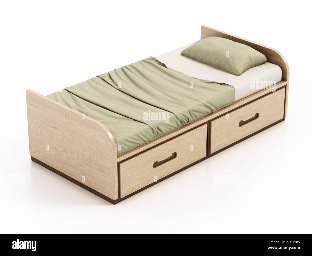 Single bed isolated on white background. 3D illustration Stock Photo ...