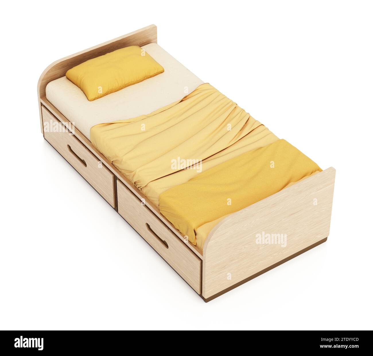 Single bed isolated on white background. 3D illustration Stock Photo ...