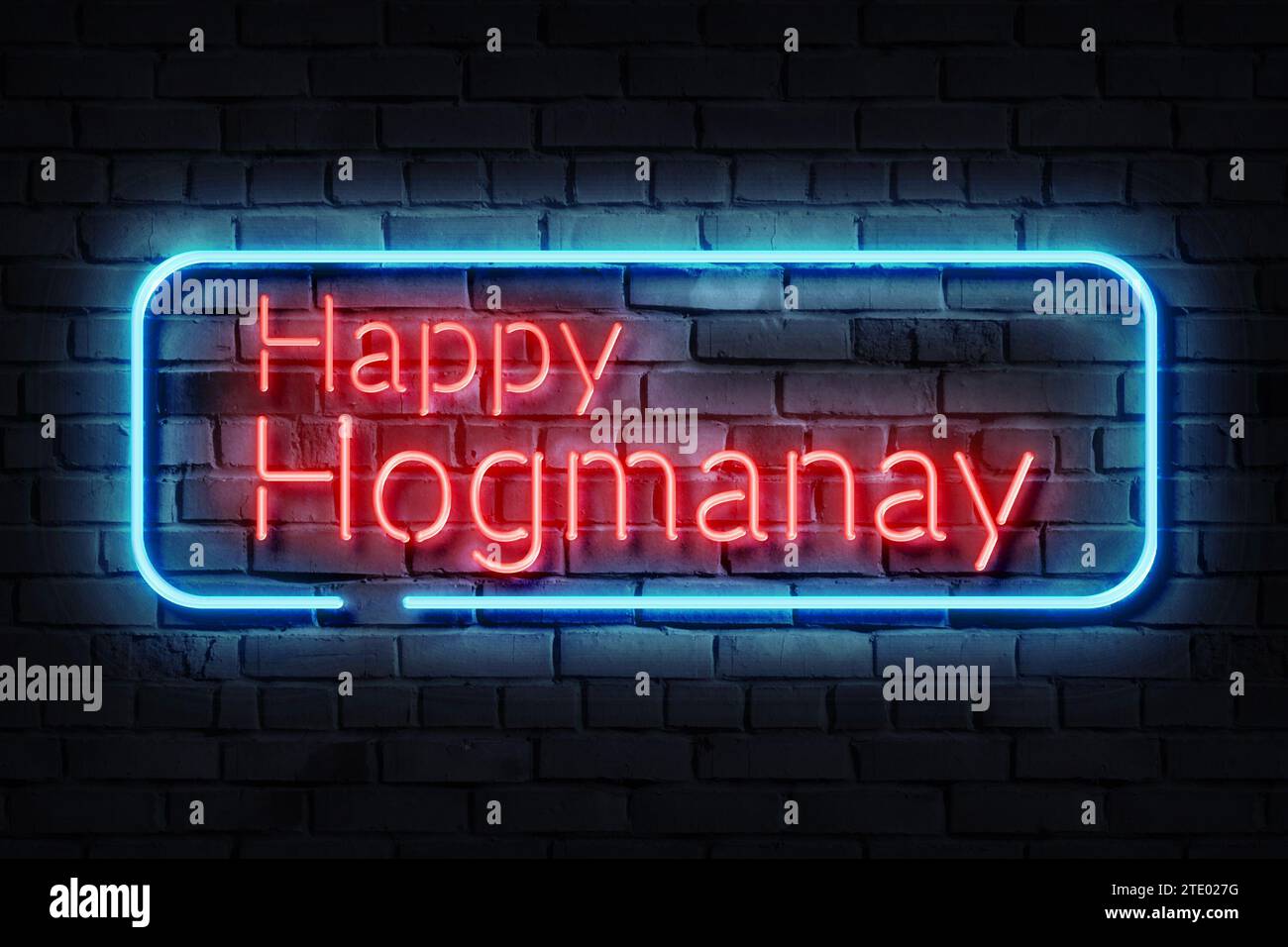 Happy Hogmanay Neon Sign on a dark wall Stock Photo - Alamy