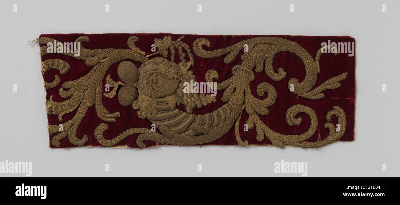 Strip with embroidery, anonymous, 1700 - 1725 Strip with golden ...