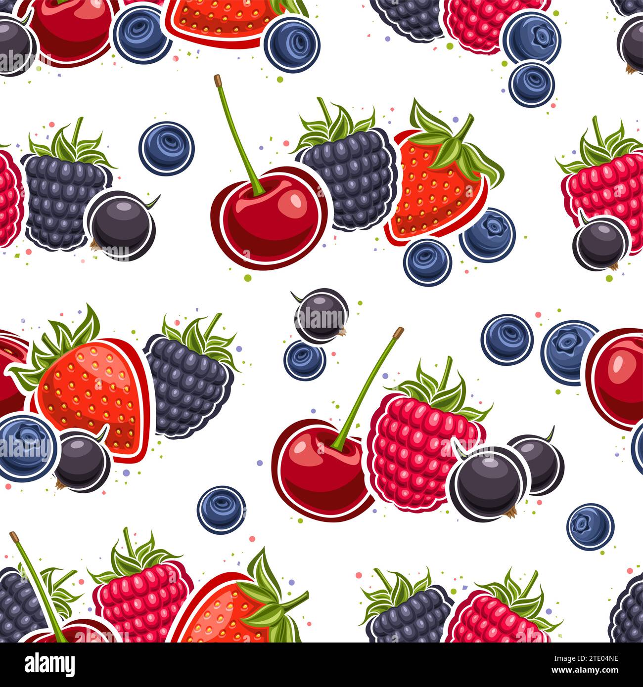 Vector Berry Seamless Pattern, repeat background with isolated ...