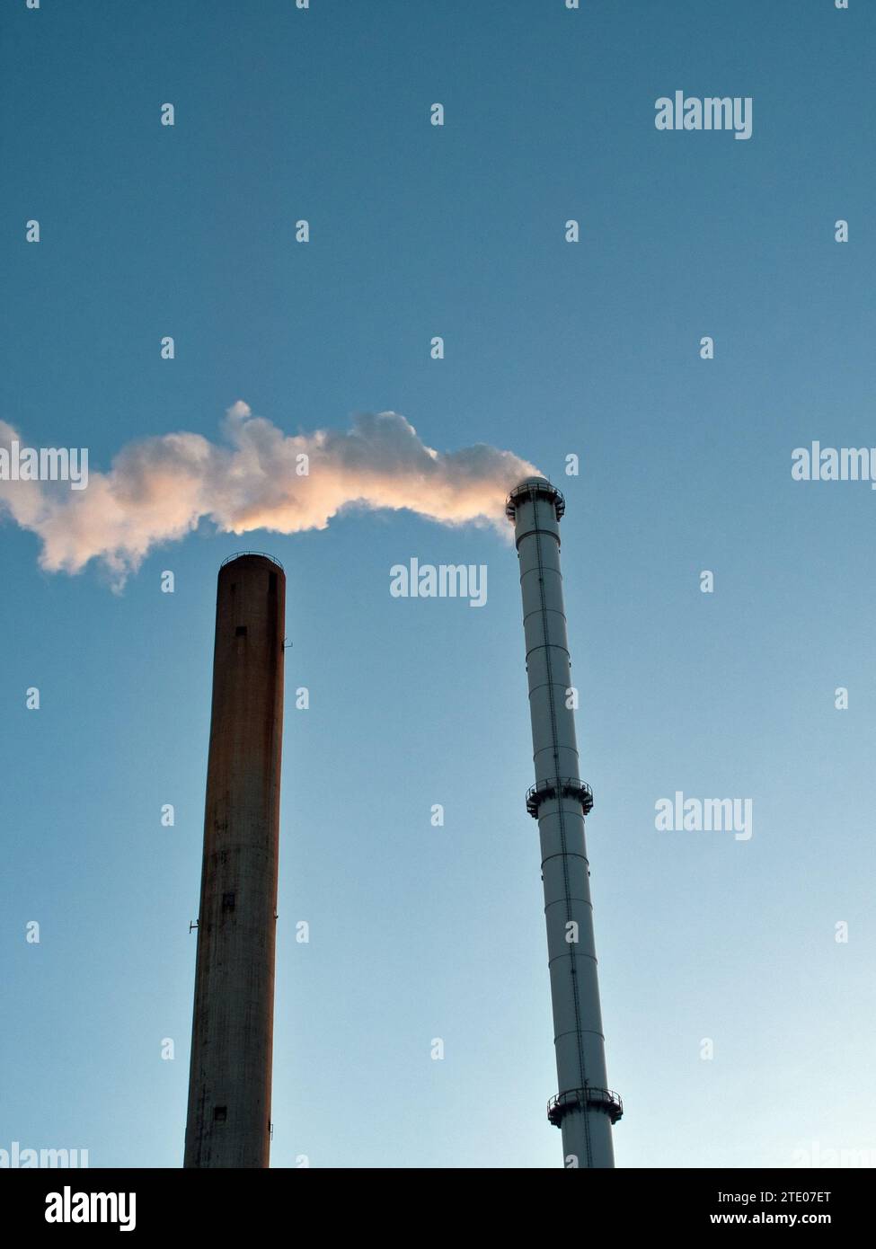 thermal power plant chimney, vertical Stock Photo - Alamy