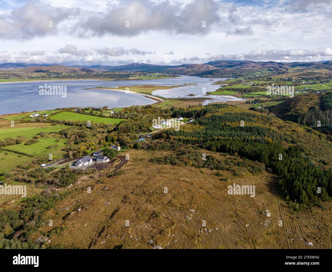 Aerial view of Ballyiriston by Portnoo in County Donegal - Ireland ...