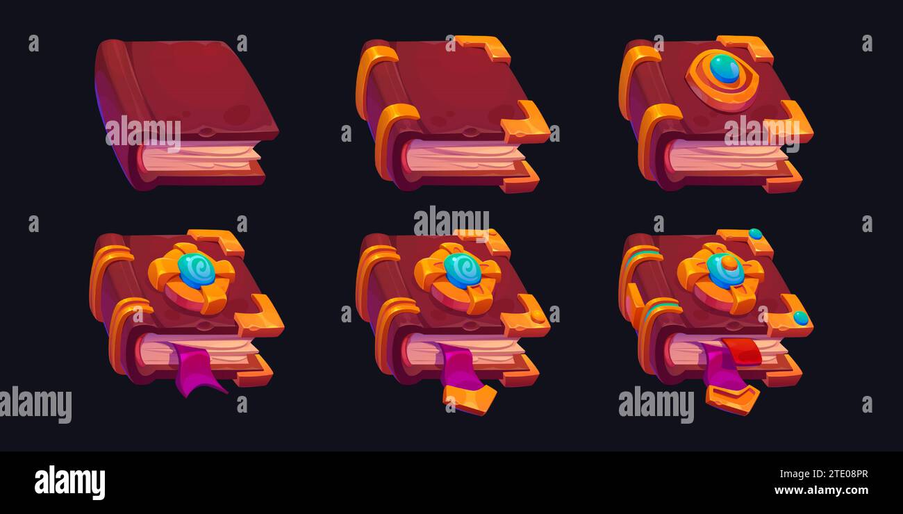 Magic book with hard cover and parchment - game level rank ui assets ...