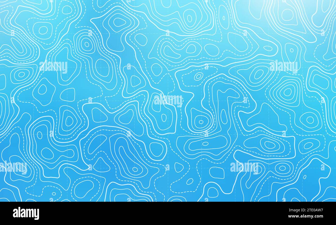 Ocean bottom topographic line map curvy wave isolines vector ...