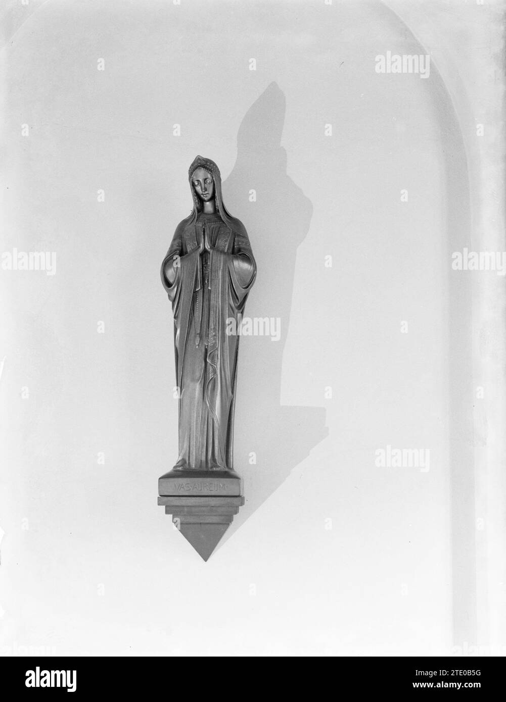 Interior of the monastery church: statue of Mary Vas Auram against ...
