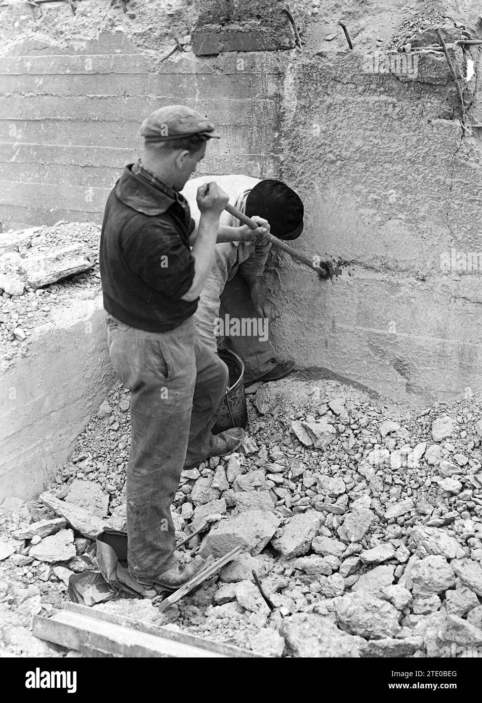 Scheveningen, the demolition of the bunkers and barriers ca. 1945 Stock ...