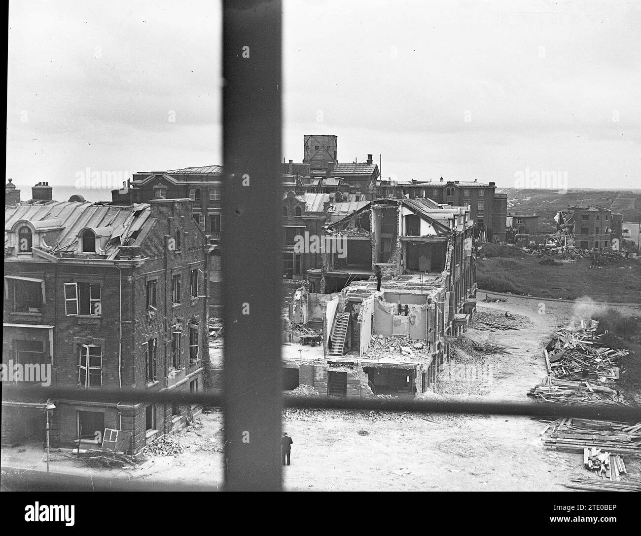 Scheveningen, the demolition of the bunkers and barriers ca. 1945 Stock ...