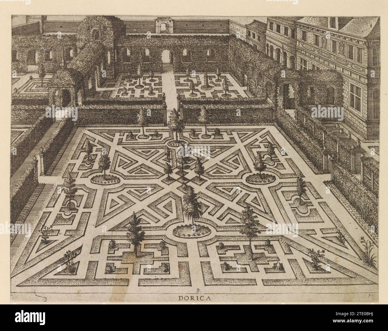 Garden with a ground floor and diagonal paths, anonymous, after Hans ...