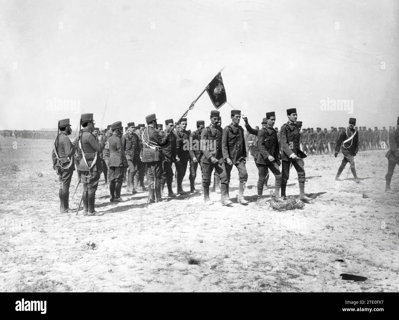 08/31/1915. Flag oath for surplus quota in the Carabanchel camp. Photo ...